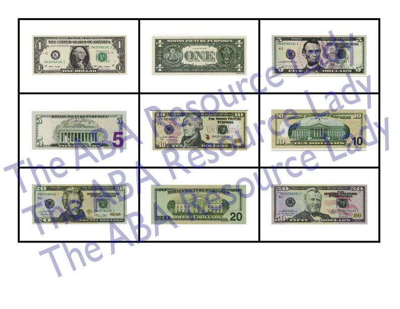 Money Matching Flash Cards! - Coins, Bills, and Values - Etsy