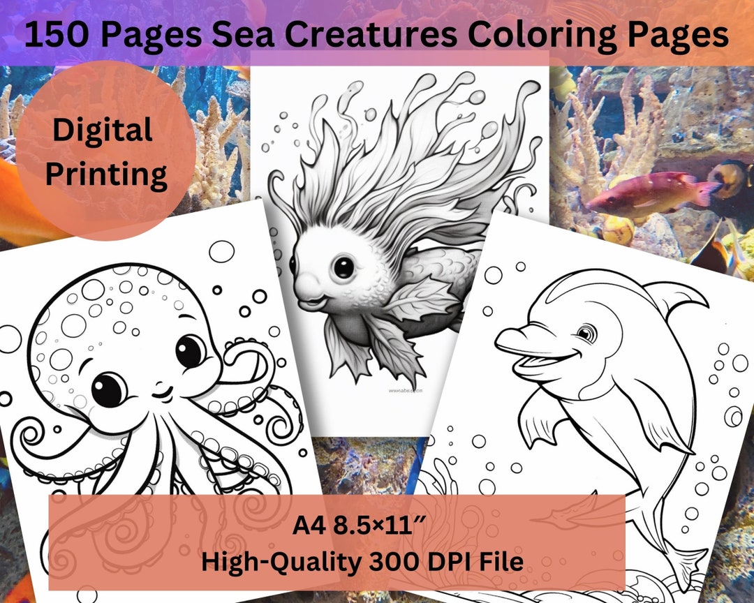 150 Adorable Sea Creatures Coloring Pages: Printable Fun for All Ages ...