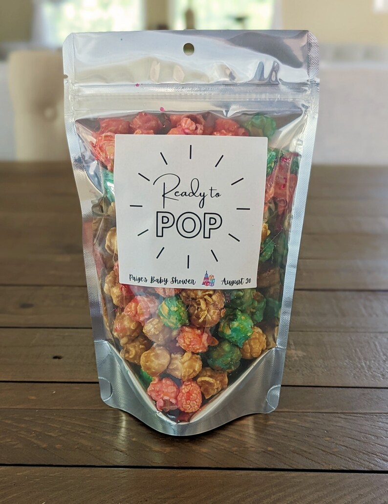 Ready to POP! Baby Shower Favor, Popcorn Stand up Pouch, Custom and ...