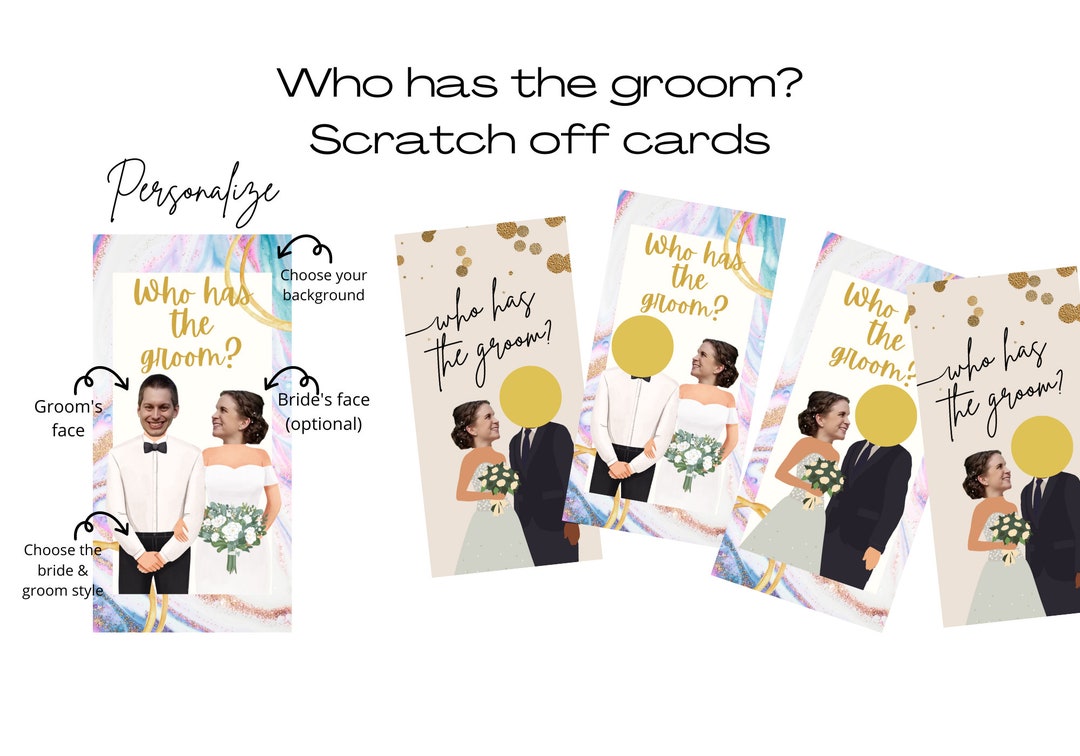 Bridal Shower Game Who Has the Groom Scratch off Cards, Custom With ...