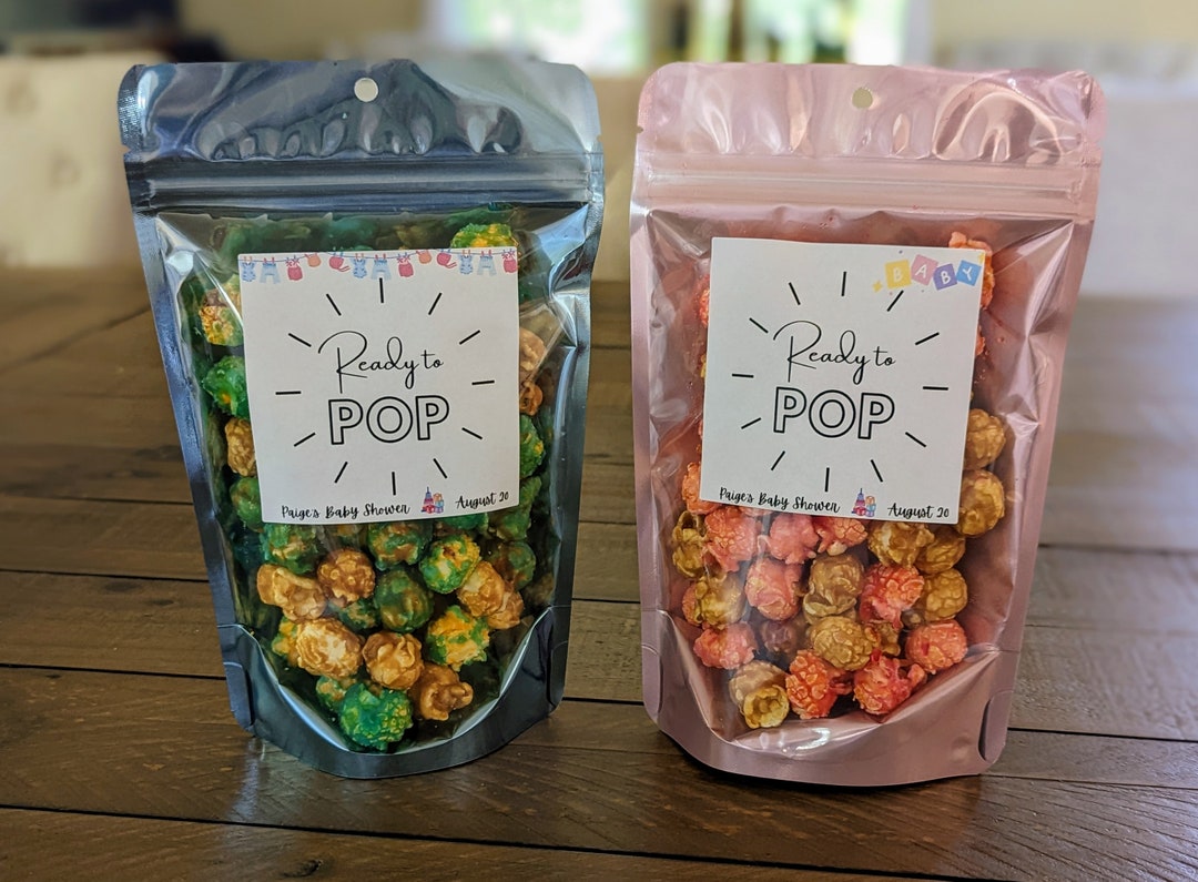 Ready to POP! Baby Shower Favor, Popcorn Stand up Pouch, Custom and ...
