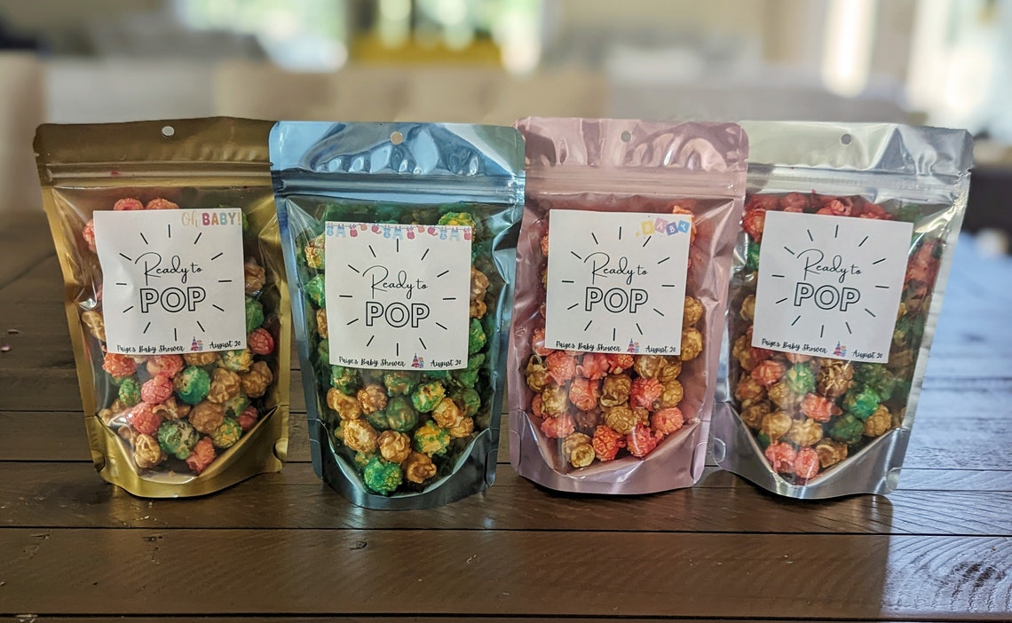 Ready to POP! Baby Shower Favor, Popcorn Stand up Pouch, Custom and ...