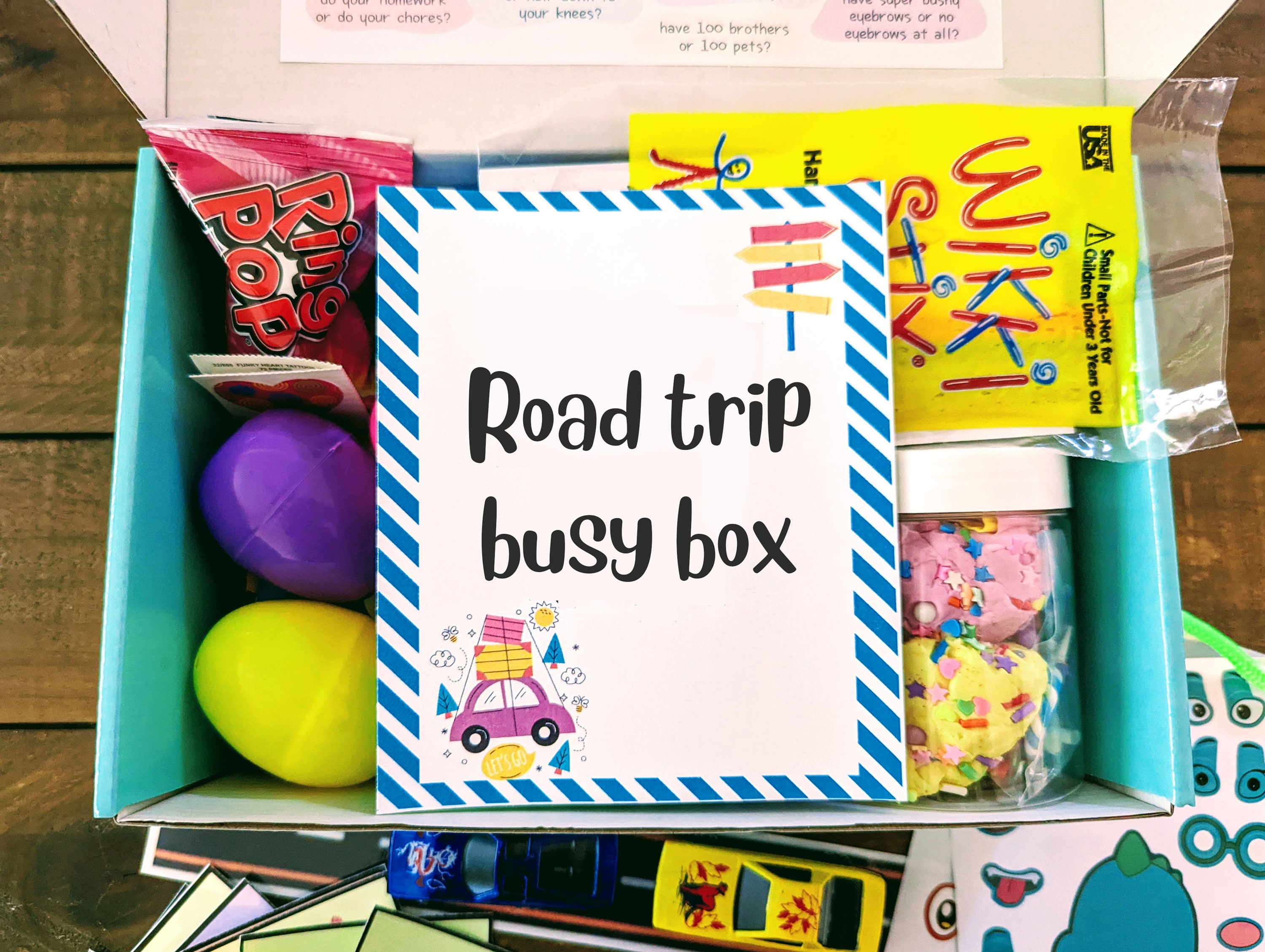 Road Trip Travel Busy Box for Kids (3-10 Yrs.) W/ Playdoh, Activities ...