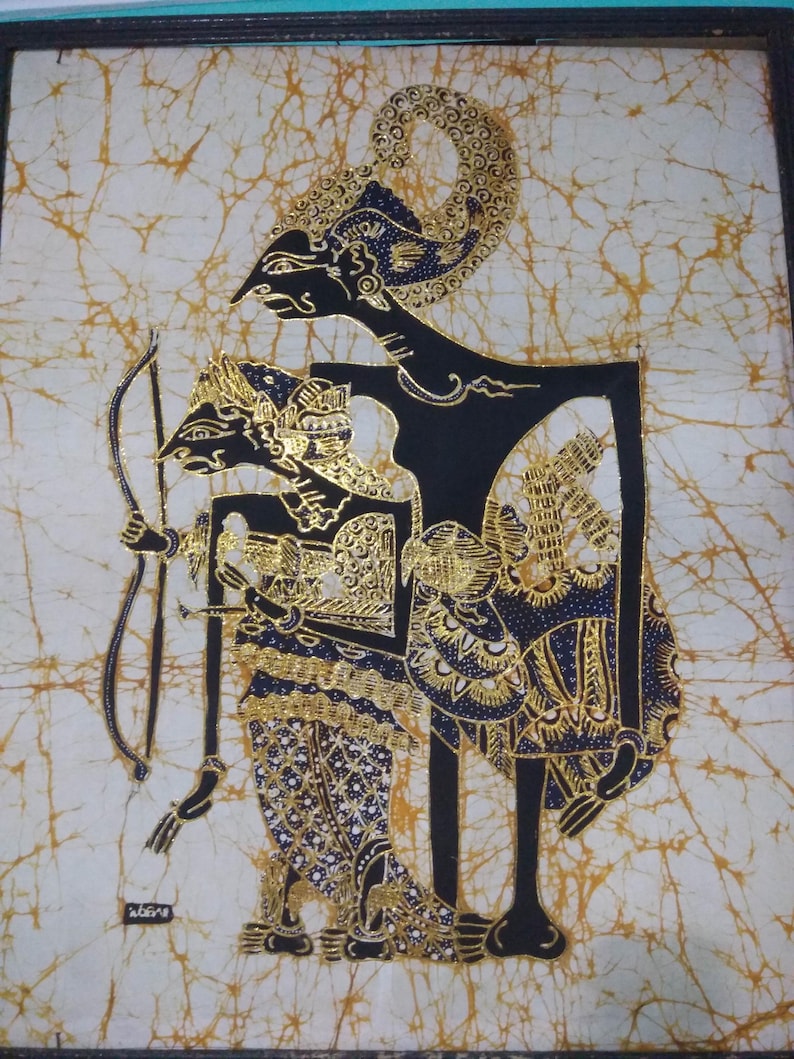 Wayang Batik Painting - Arjuna and Srikandi - Etsy