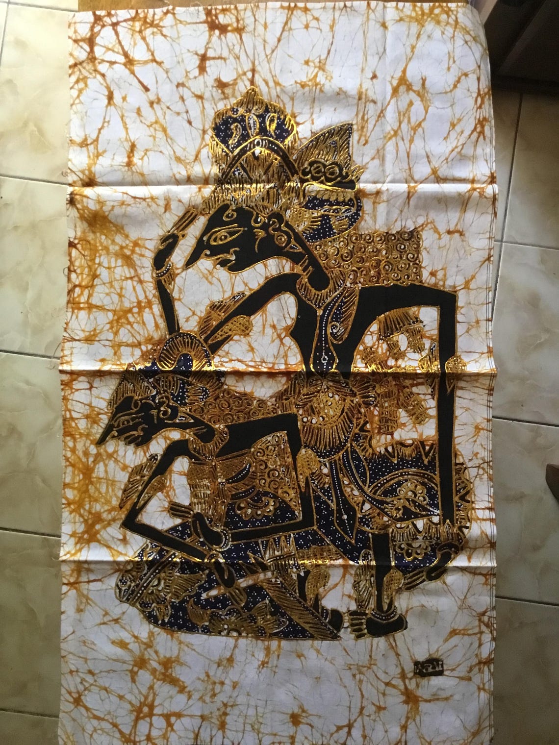 Wayang Batik Painting - Rama and Shinta - Etsy