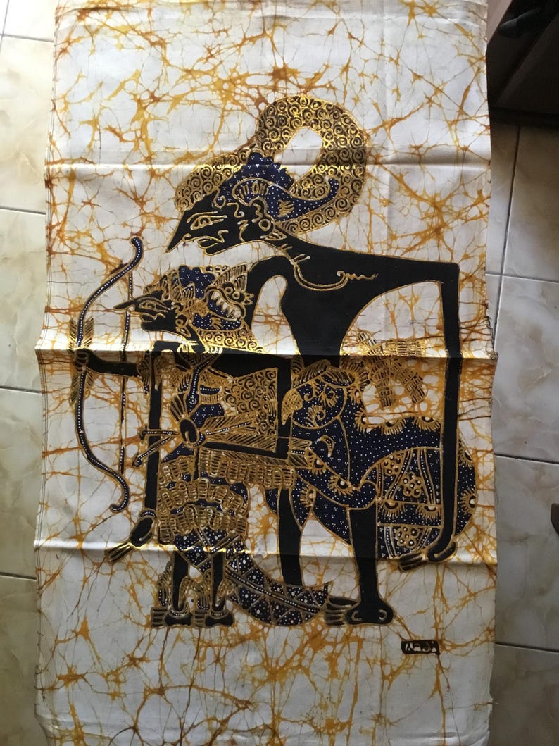 Wayang Batik Painting - Arjuna and Srikandi - Etsy