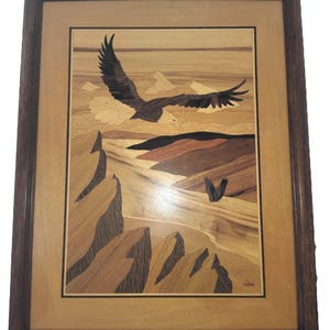 Hudson River Wood Inlay Art Soaring Eagles 19"x22" by Jeff Nelson - Etsy