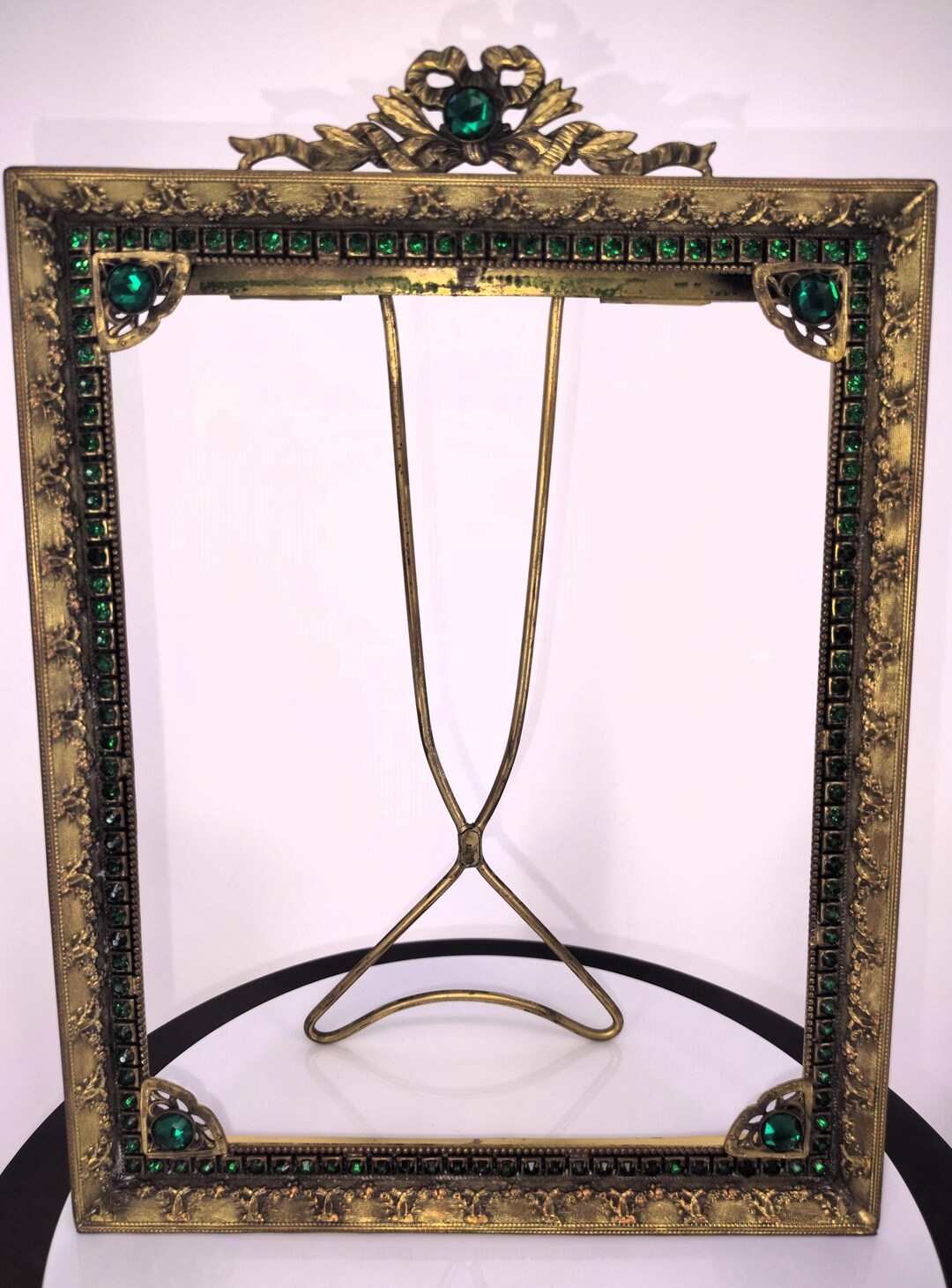 Vintage Victorian Emerald Green Glass Decorated Frames - Pair - Etsy