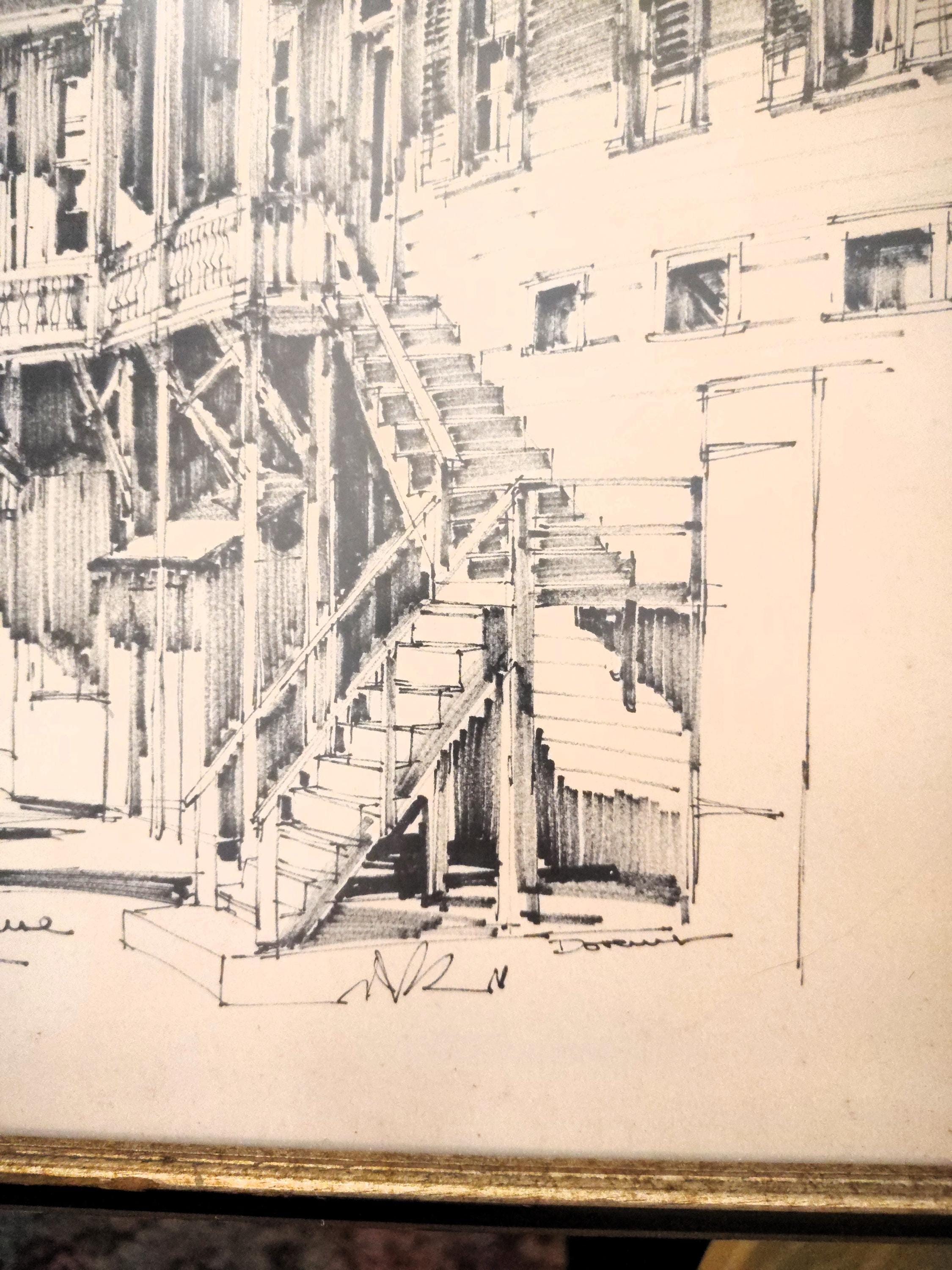 Vintage Signed Pen & Ink Drawing of the Curry Warehouse, Key West ...