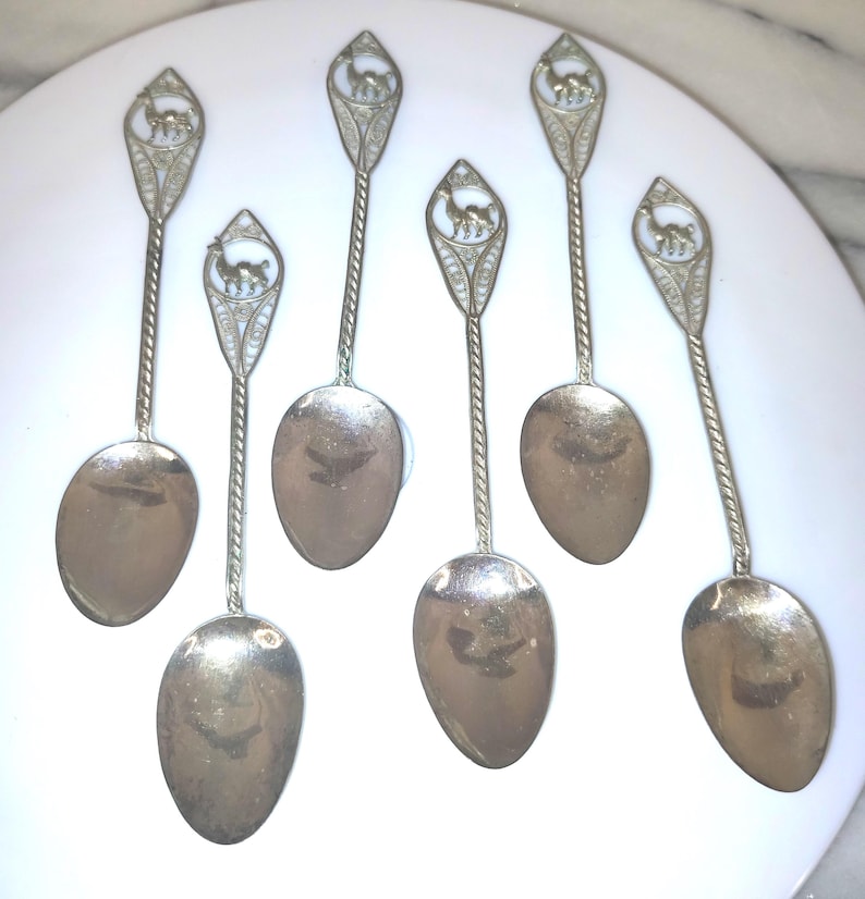 Vintage Peruvian Sterling Silver Llama Spoons Set - Etsy