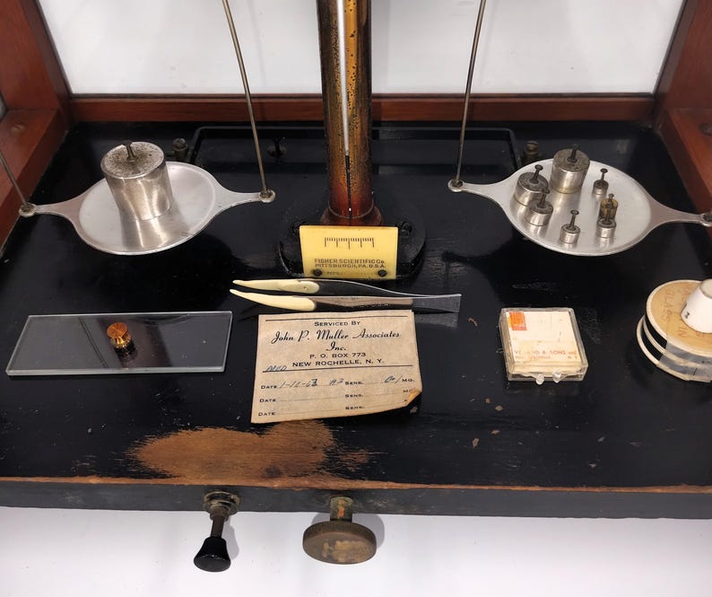Vintage Fisher Scientific Laboratory Scale With Weights & Accessories ...