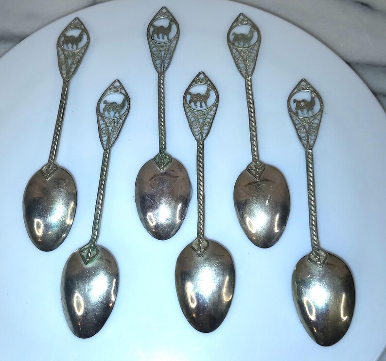 Vintage Peruvian Sterling Silver Llama Spoons Set - Etsy