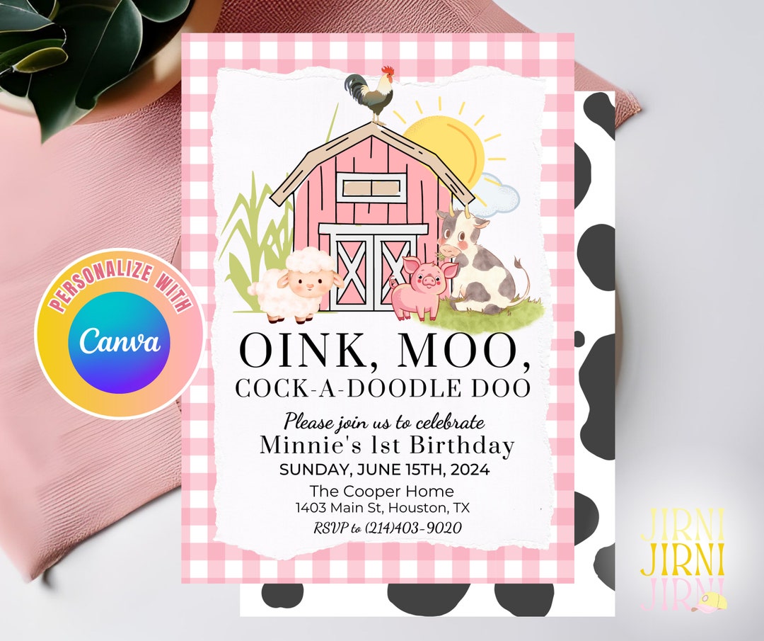 Barnyard Farm Invitation Themed Birthday Girl's Farm Birthday ...