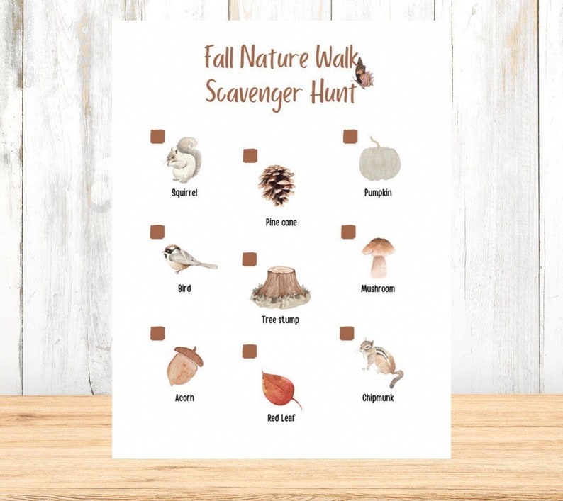 FALL NATURE SCAVENGER Hunt, Toddler Outdoor Activity, Toddler Printable ...
