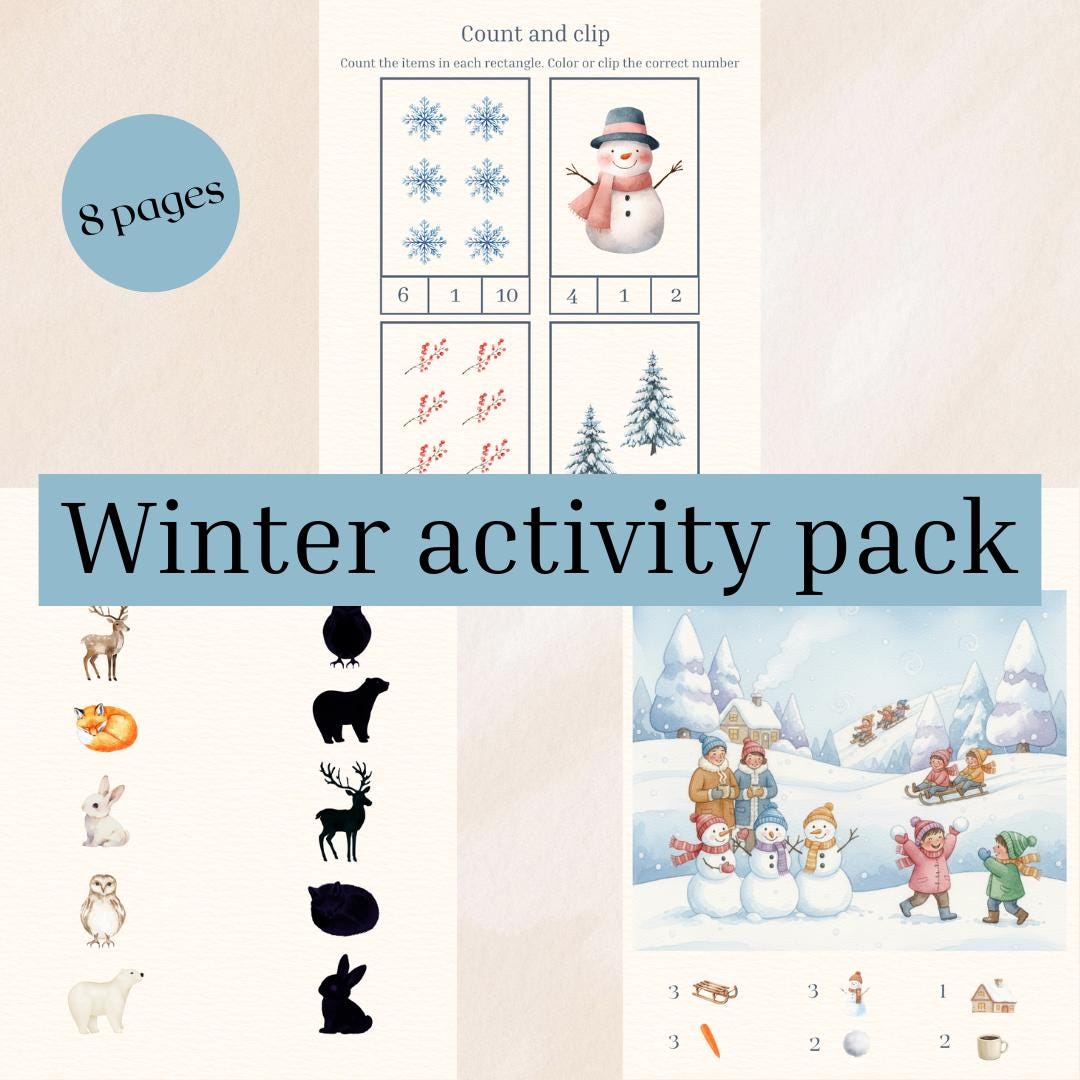 Winter Preschool Activity Pack for Kids | Printable Seasonal Activities ...