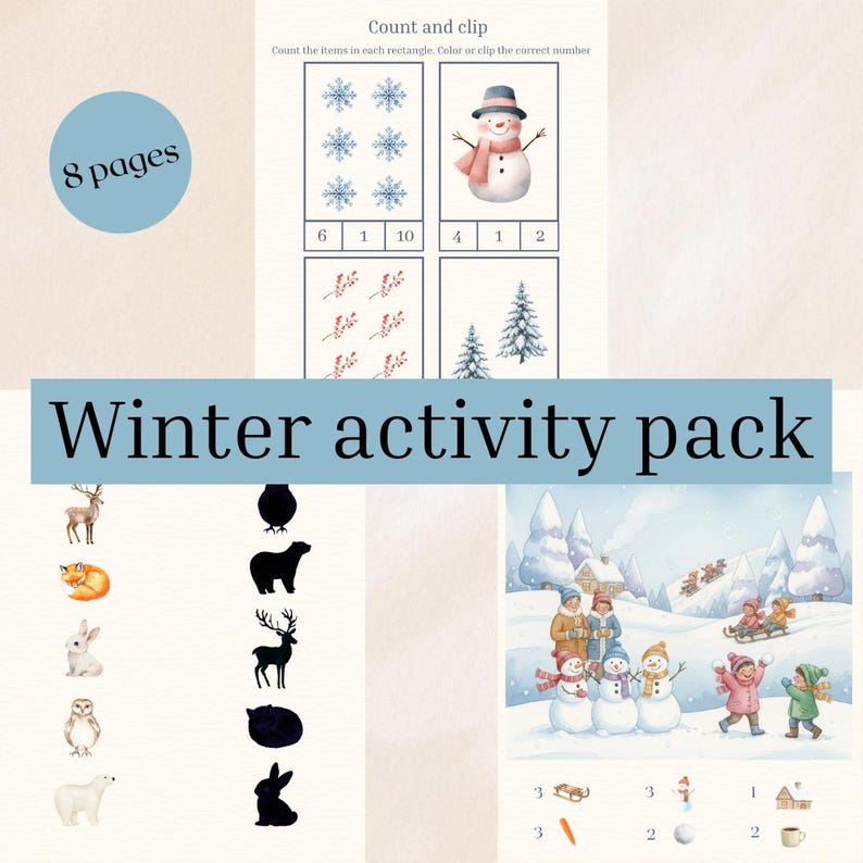 Winter Preschool Activity Pack for Kids | Printable Seasonal Activities ...