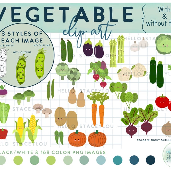Vegetables Clipart - Etsy