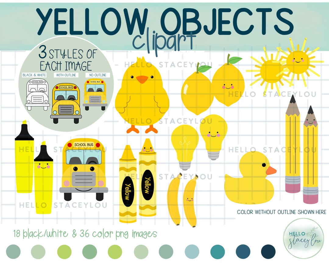 Yellow Objects Clipart - Etsy