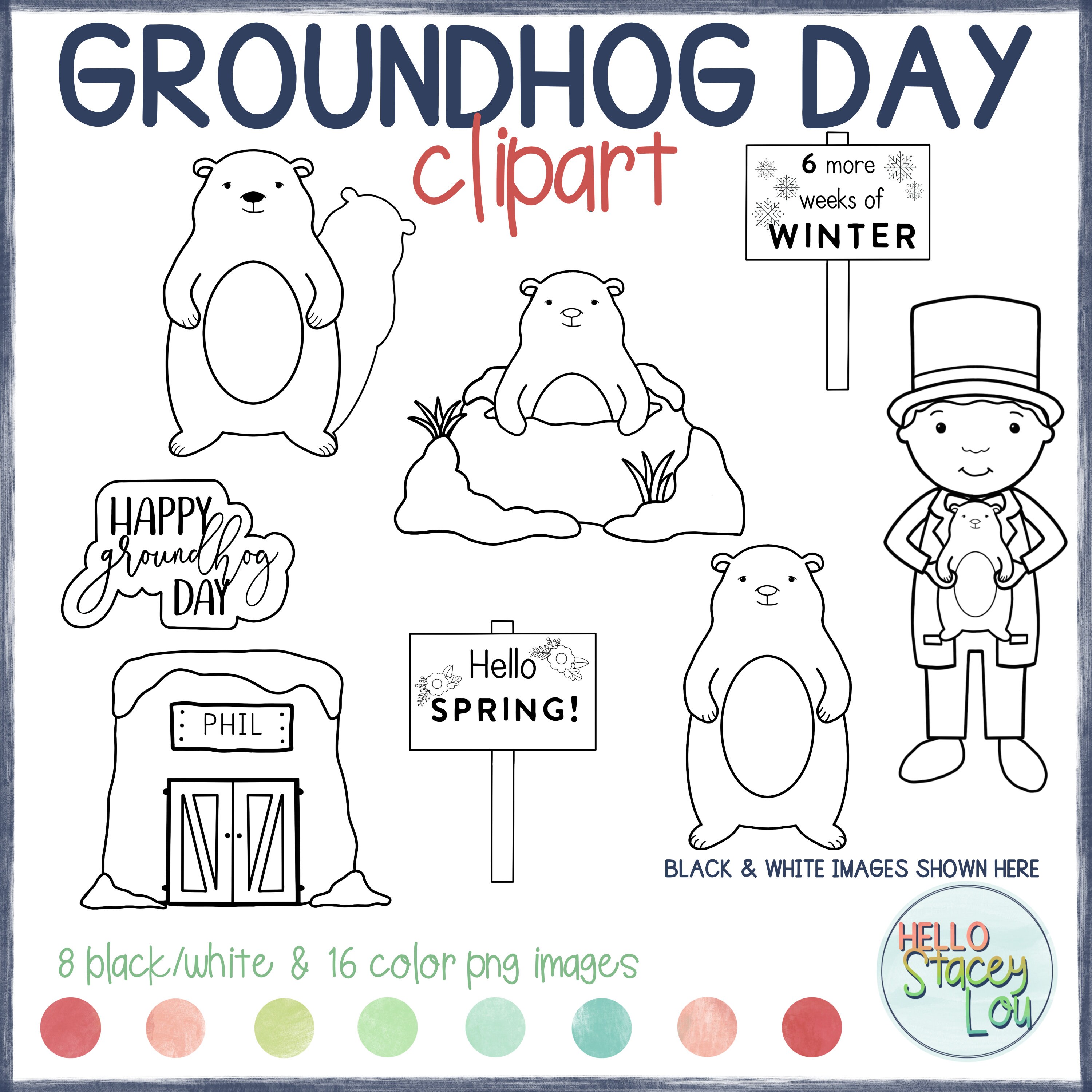 Groundhog Day Clipart - February - Etsy