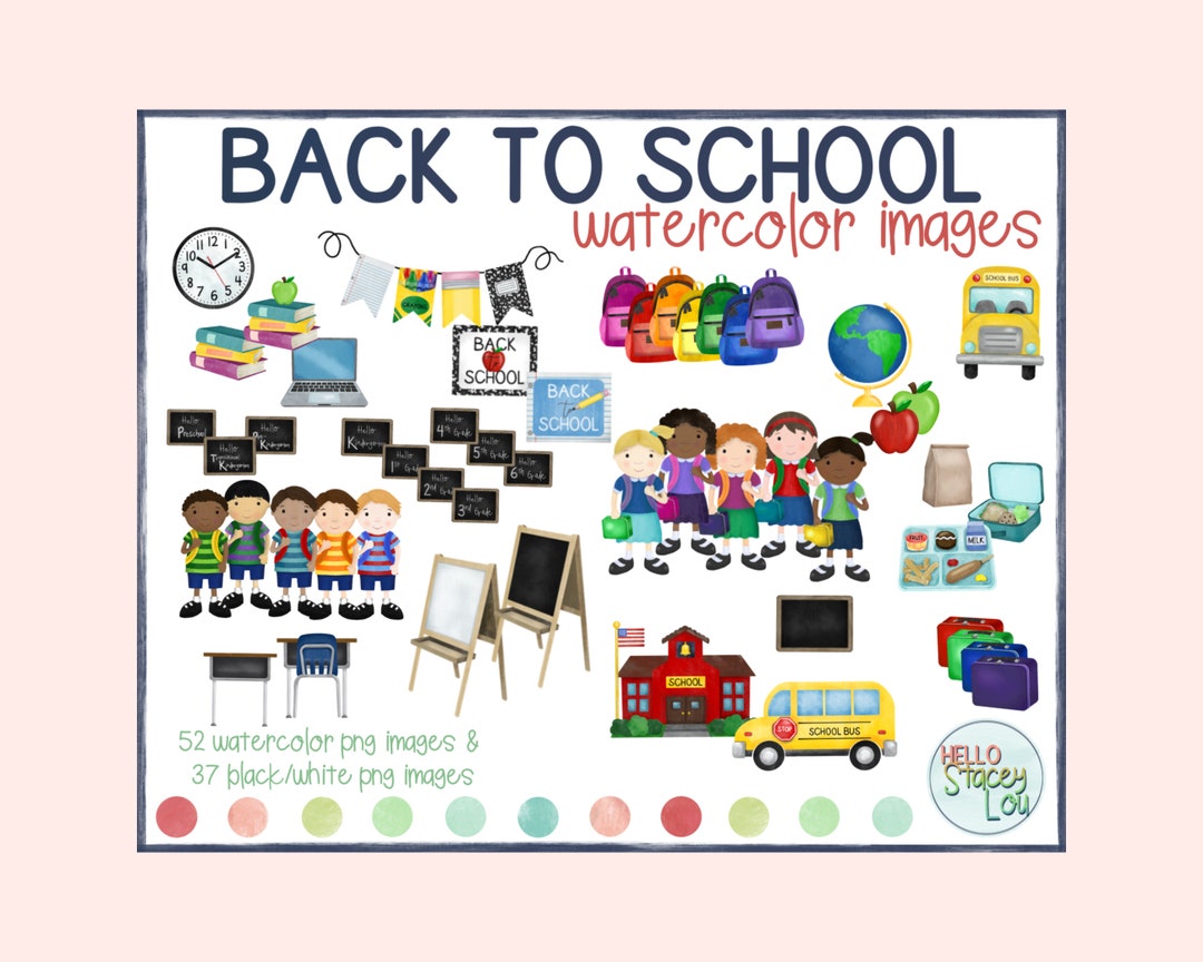 Back to School Watercolor Clipart - August/september - Etsy