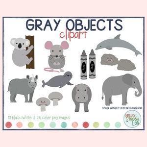 Gray Objects Clipart - Etsy