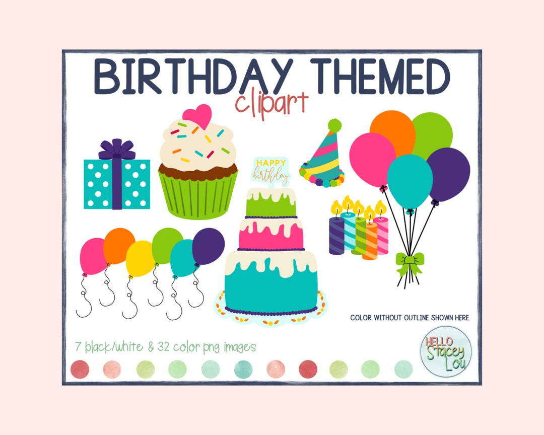 Birthday Themed Clipart - Etsy