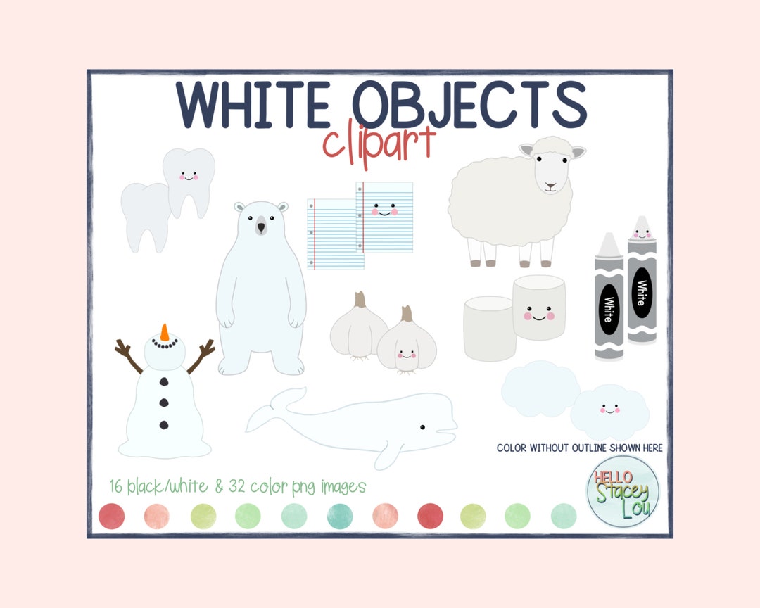 White Objects Clipart - Etsy