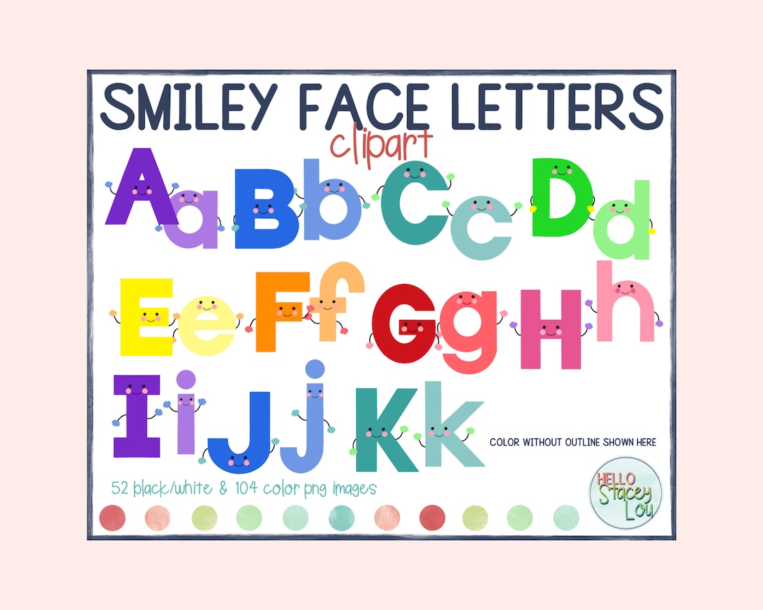 Alphabet - Colorful Smiley Face Letters Clipart - Etsy