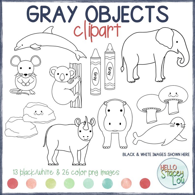 Gray Objects Clipart - Etsy