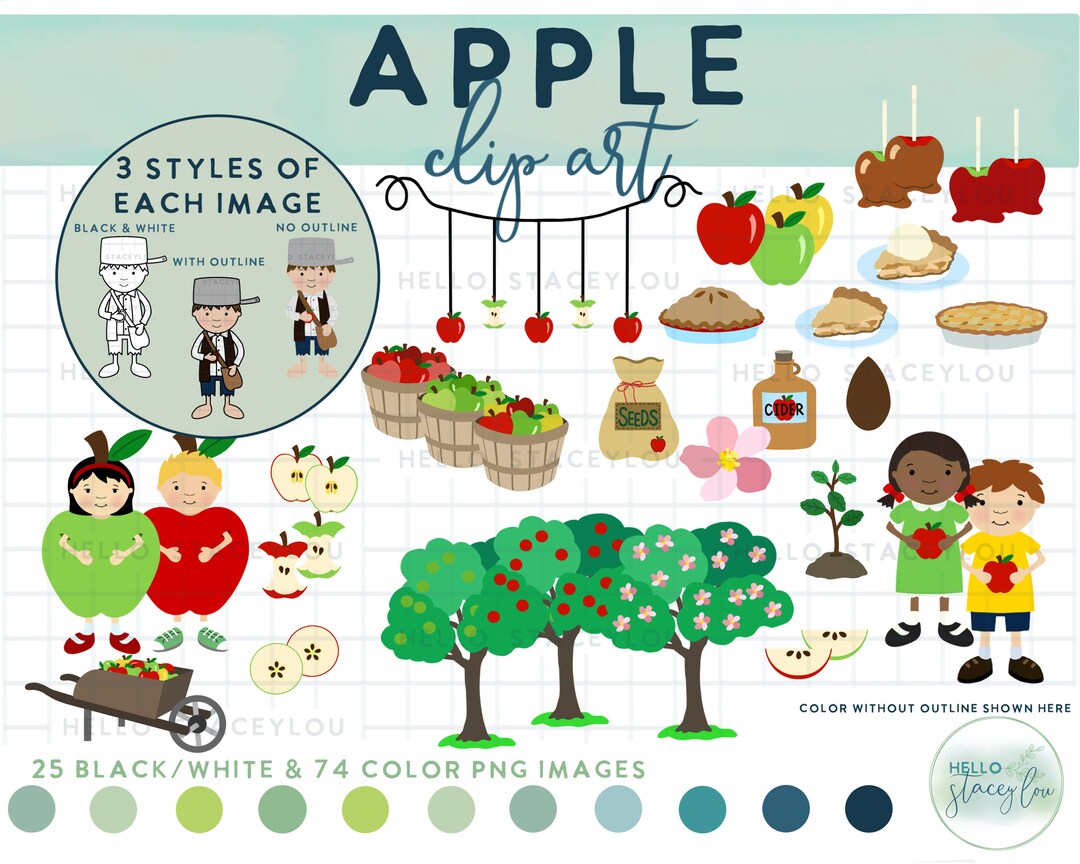 Apple Themed Clipart September - Etsy
