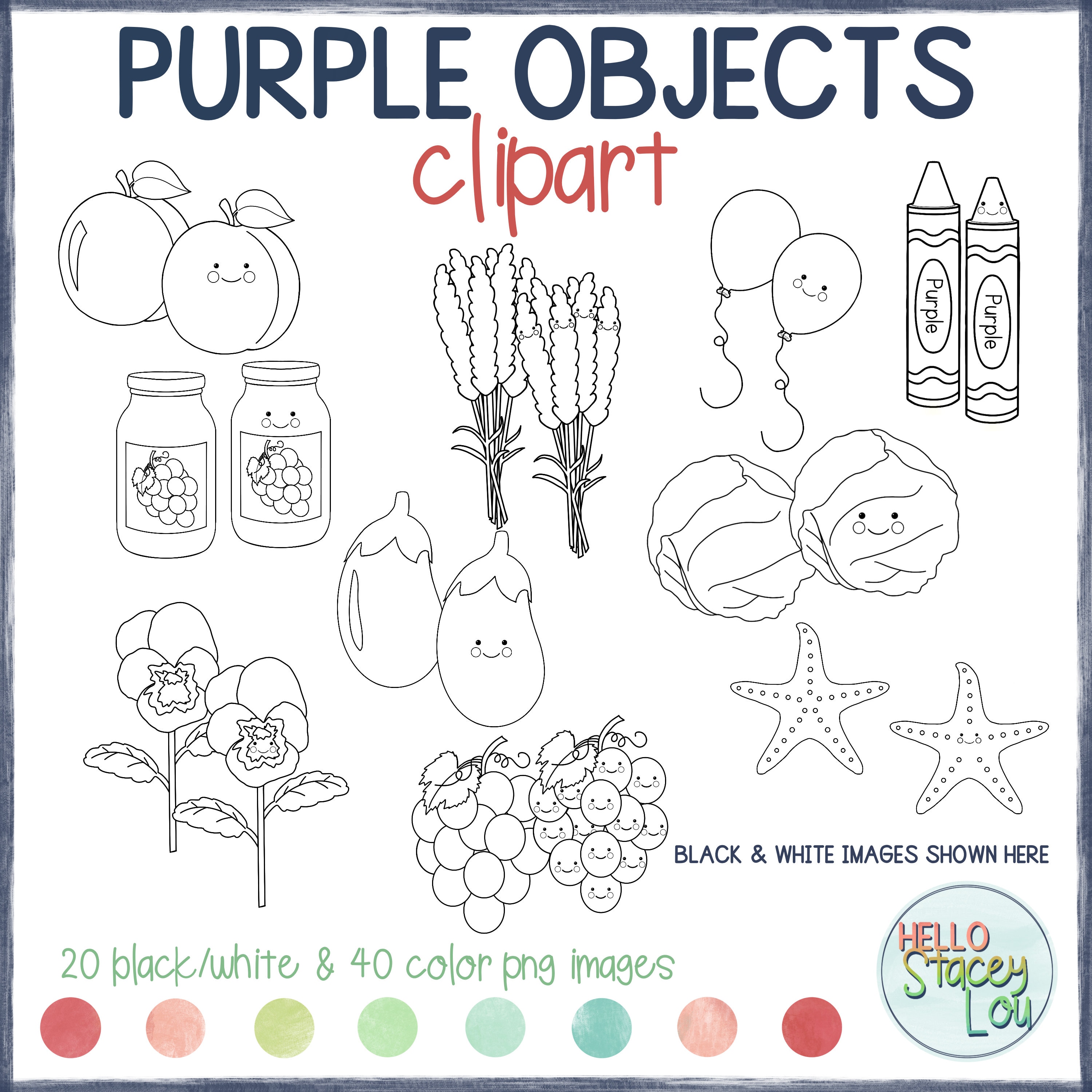 Purple Objects Clipart - Etsy