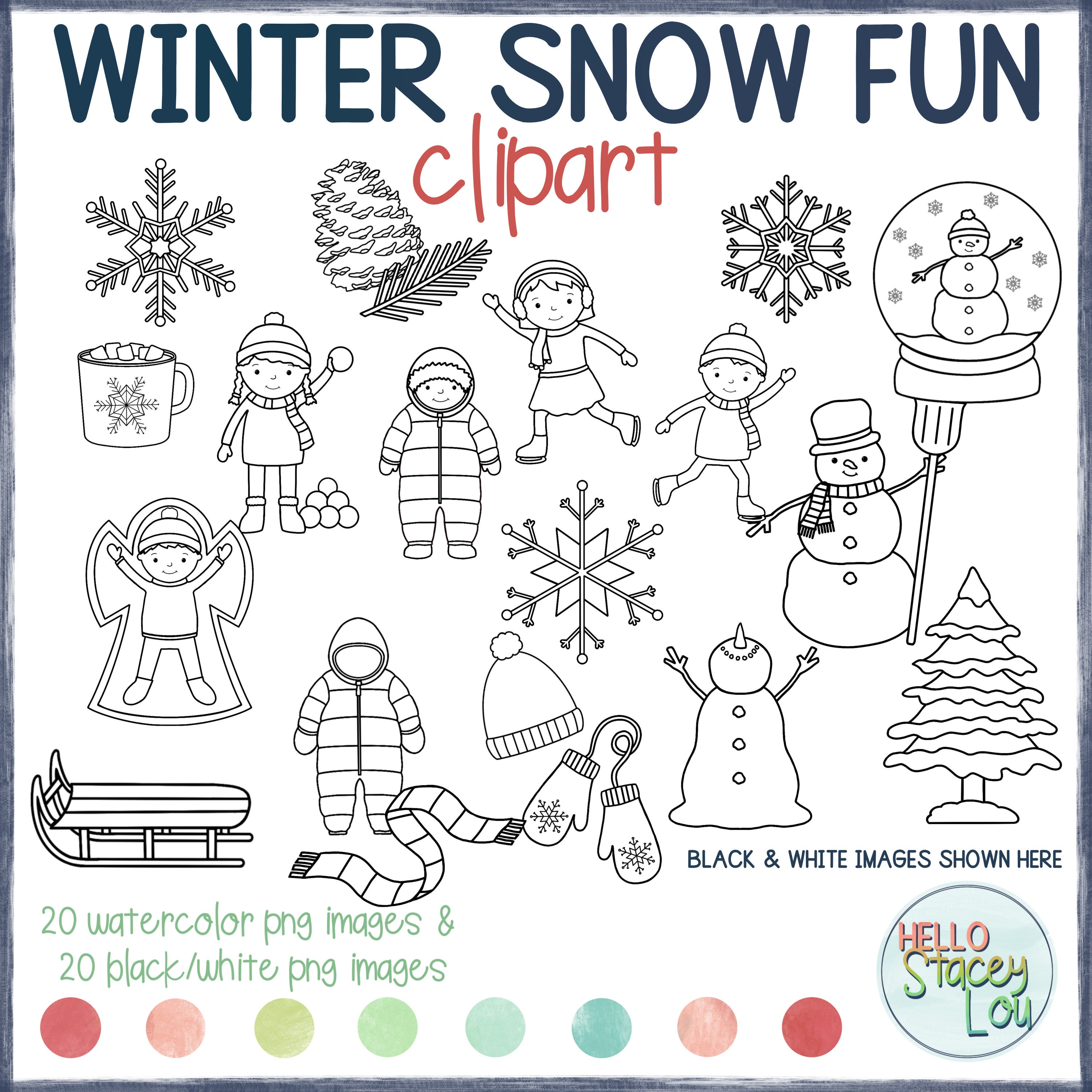 Winter Snow Fun Watercolor Clipart - December/january - Etsy