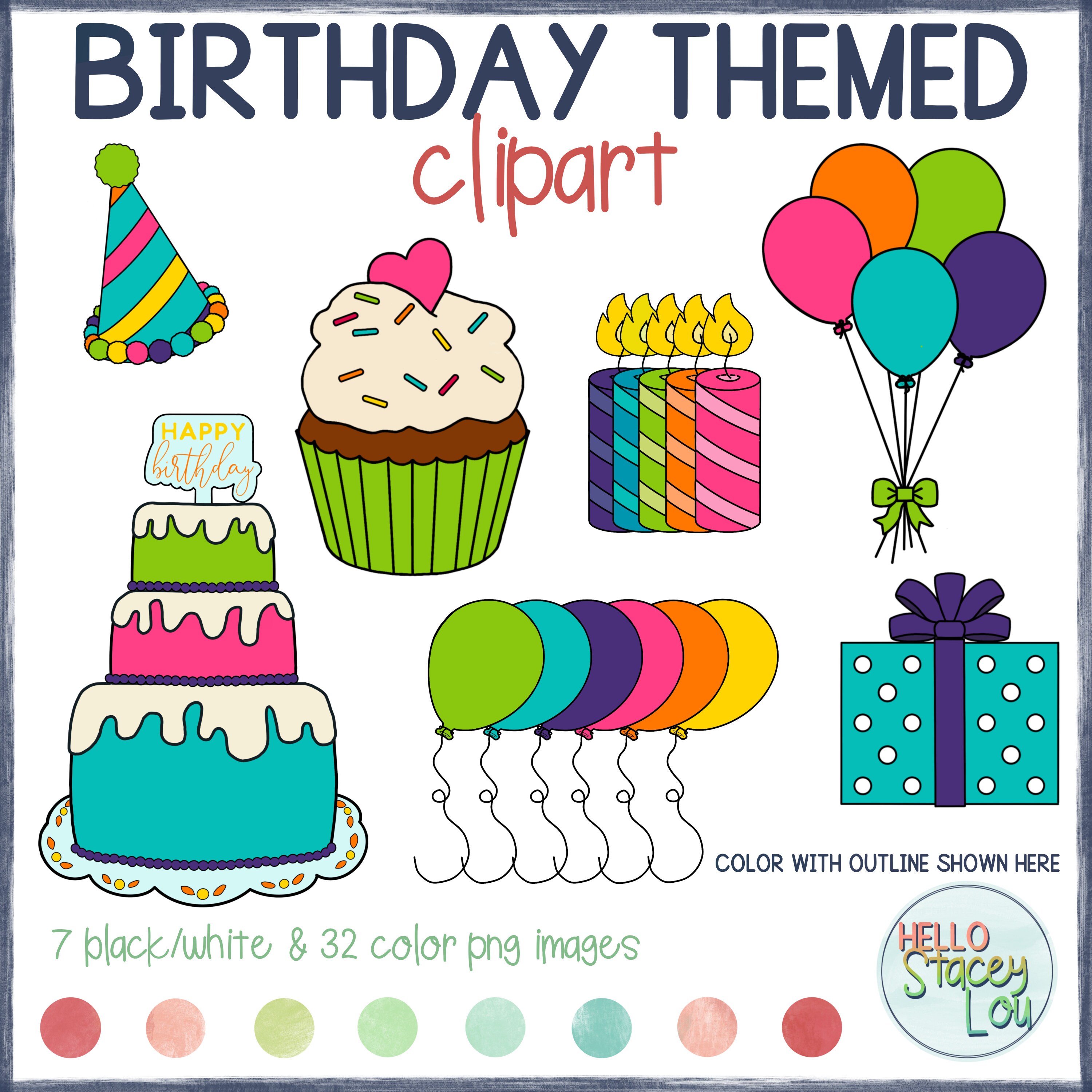 Birthday Themed Clipart - Etsy
