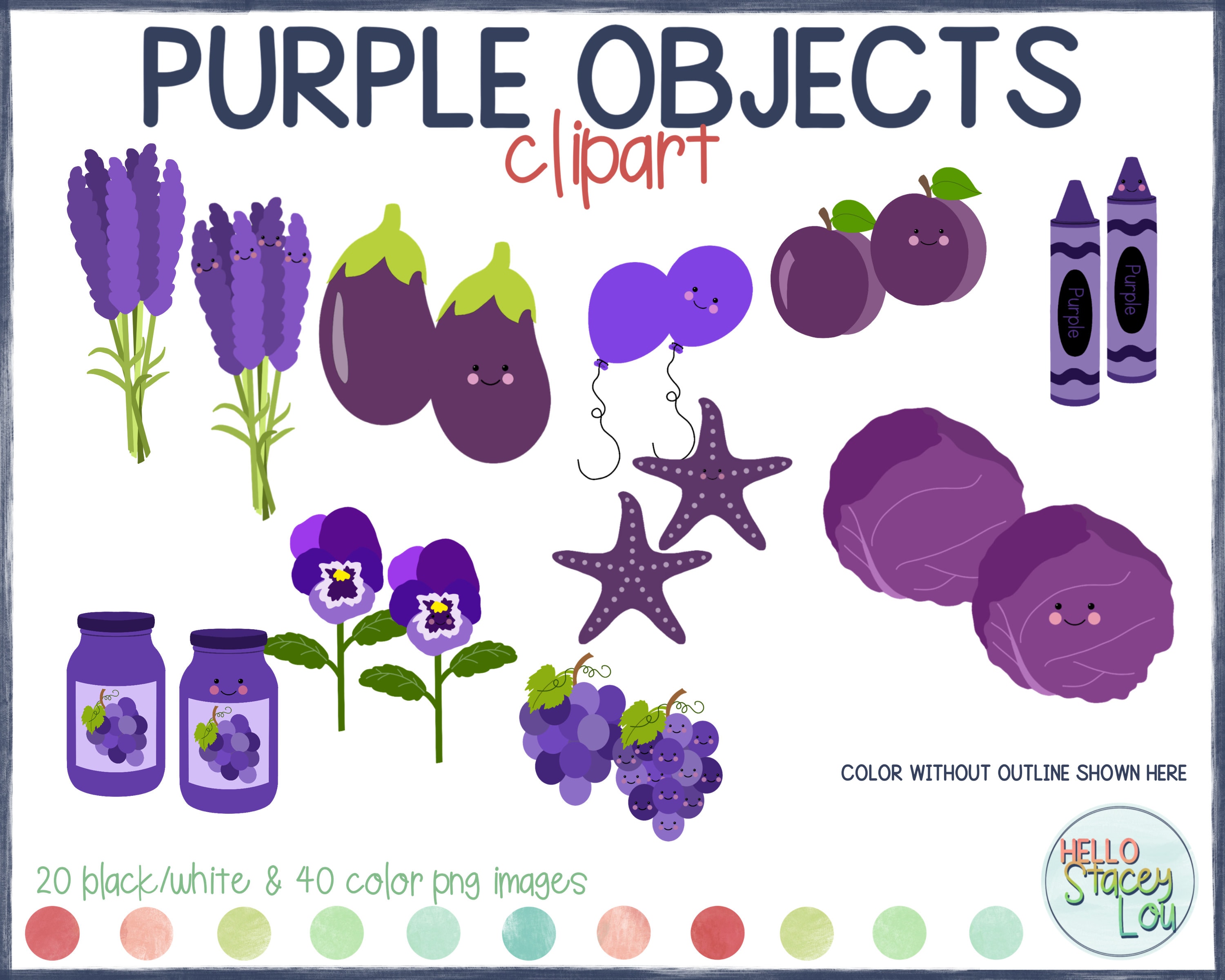 Purple Objects Clipart - Etsy