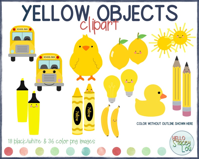 Yellow Objects Clipart - Etsy