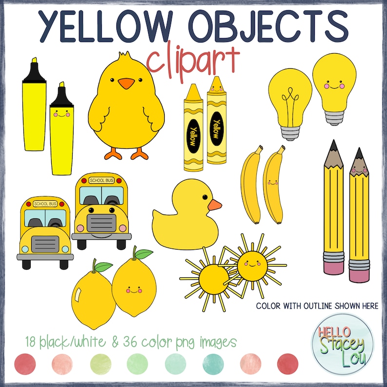 Yellow Objects Clipart - Etsy