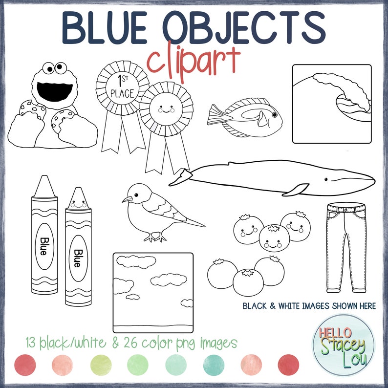Blue Objects Clipart - Etsy