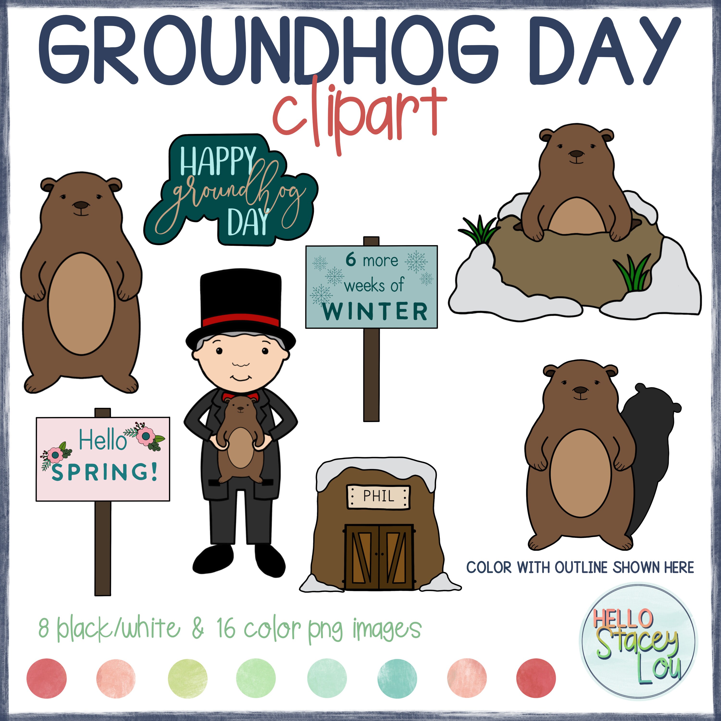 Groundhog Day Clipart - February - Etsy
