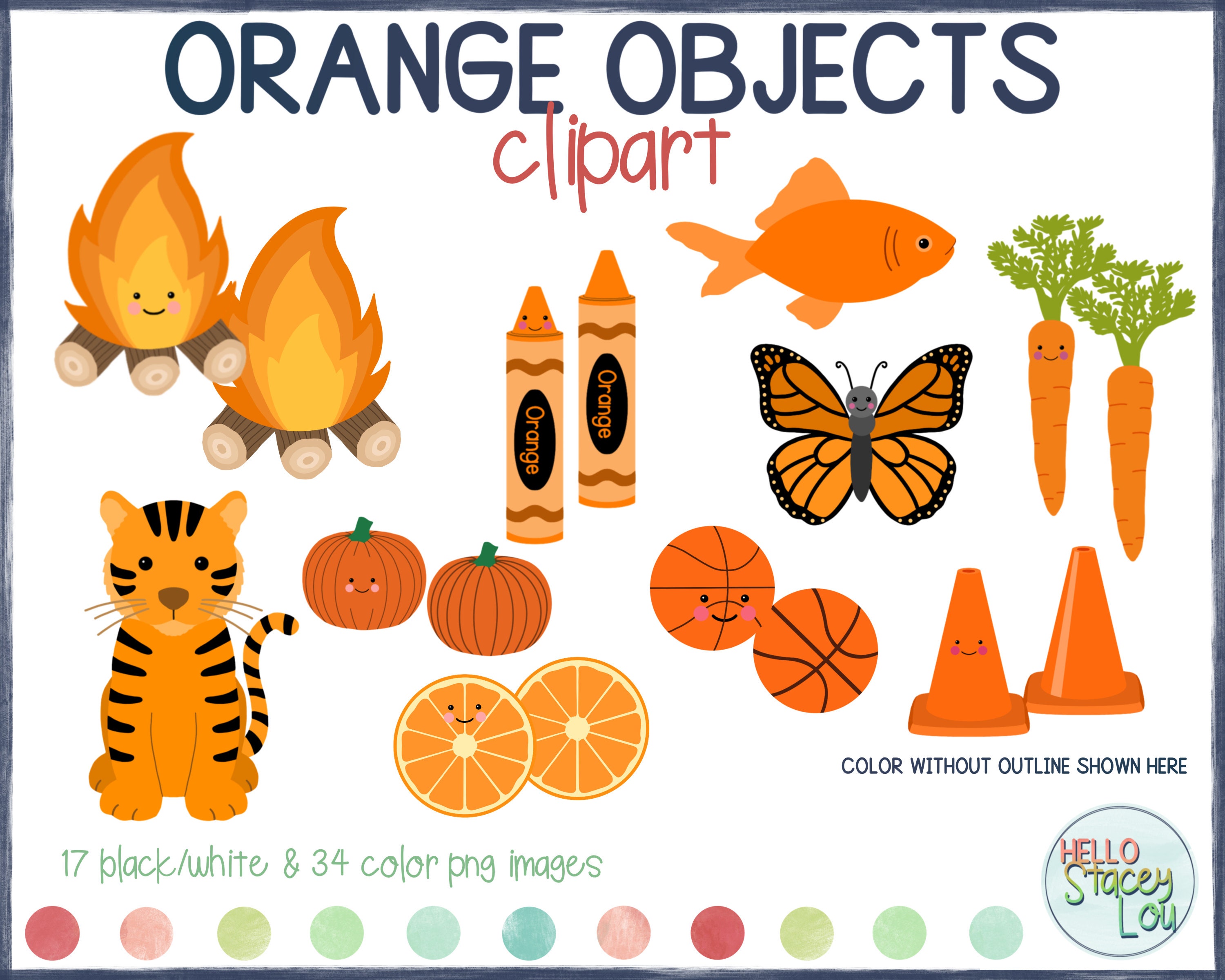 Orange Objects Clipart - Etsy
