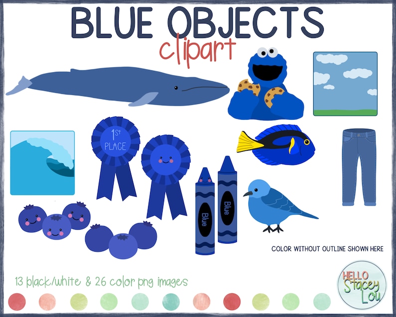 Blue Objects Clipart - Etsy
