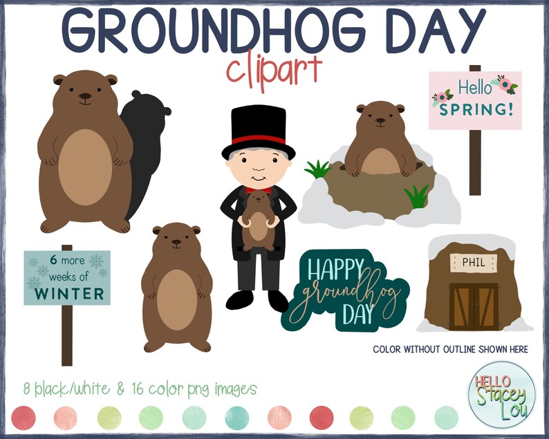 Groundhog Day Clipart - February - Etsy