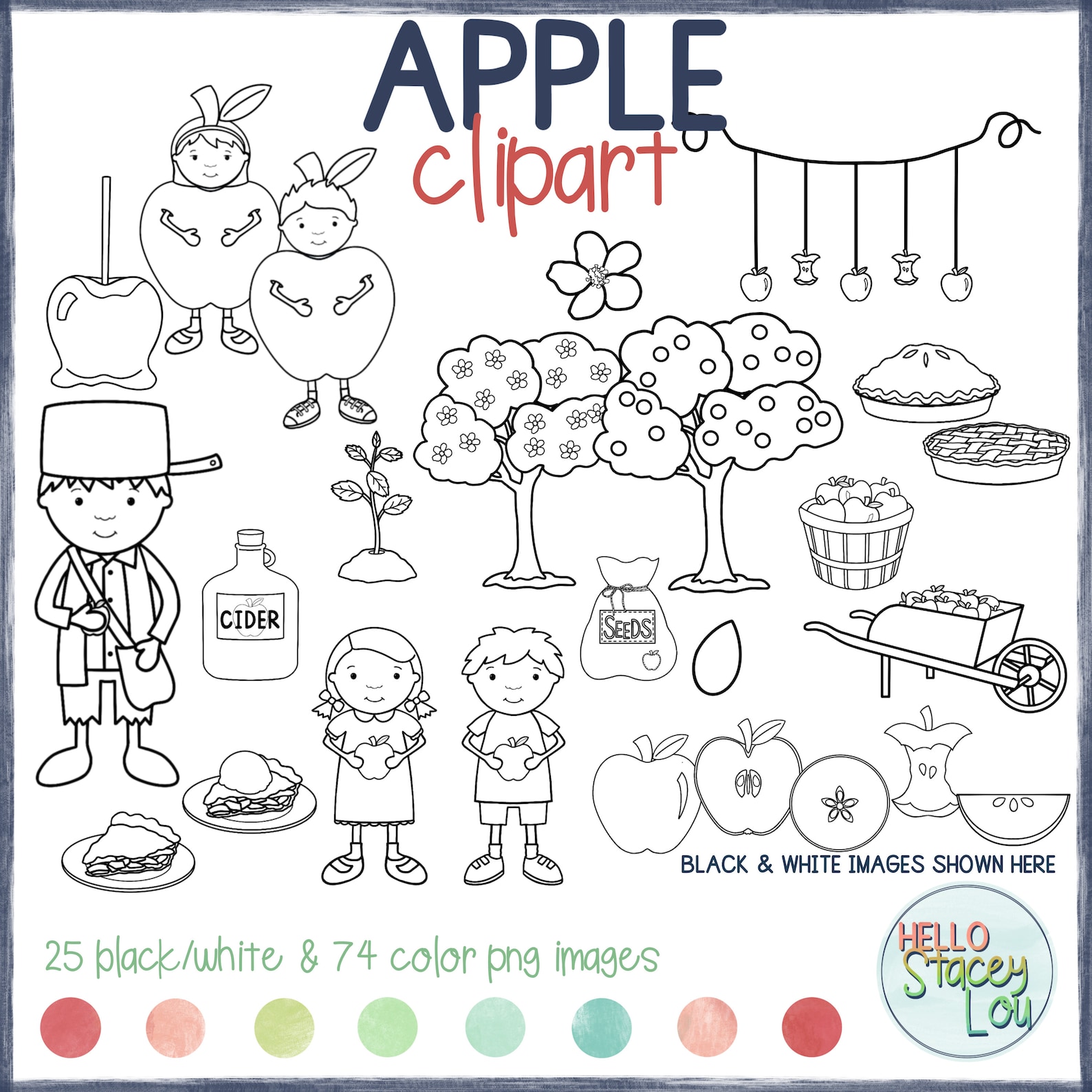 Apple Themed Clipart September - Etsy