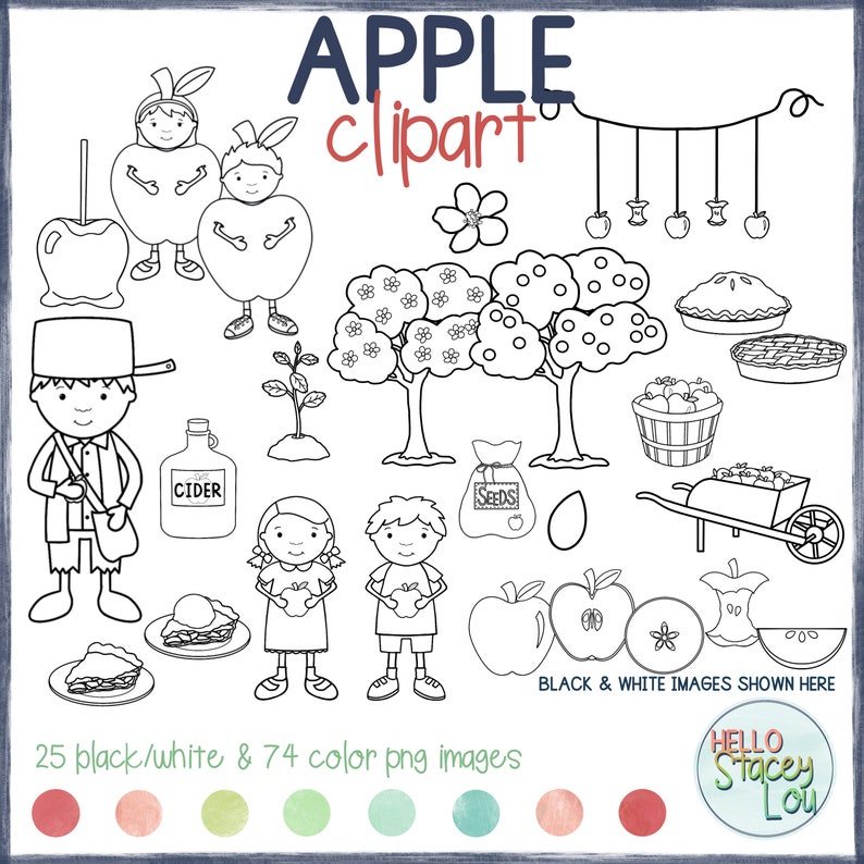 Apple Themed Clipart September - Etsy