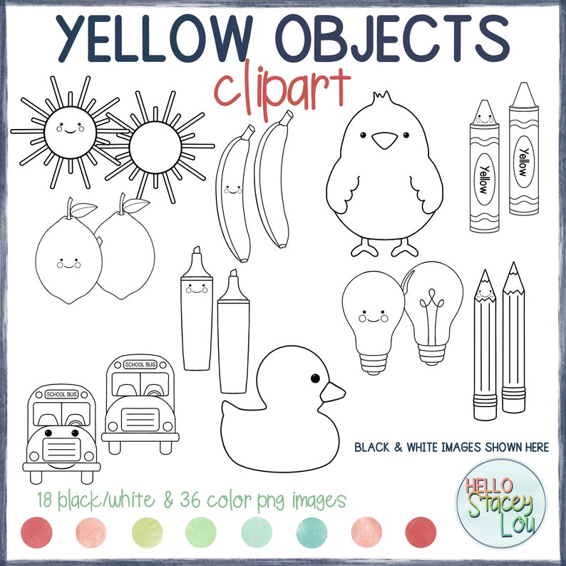 Yellow Objects Clipart - Etsy