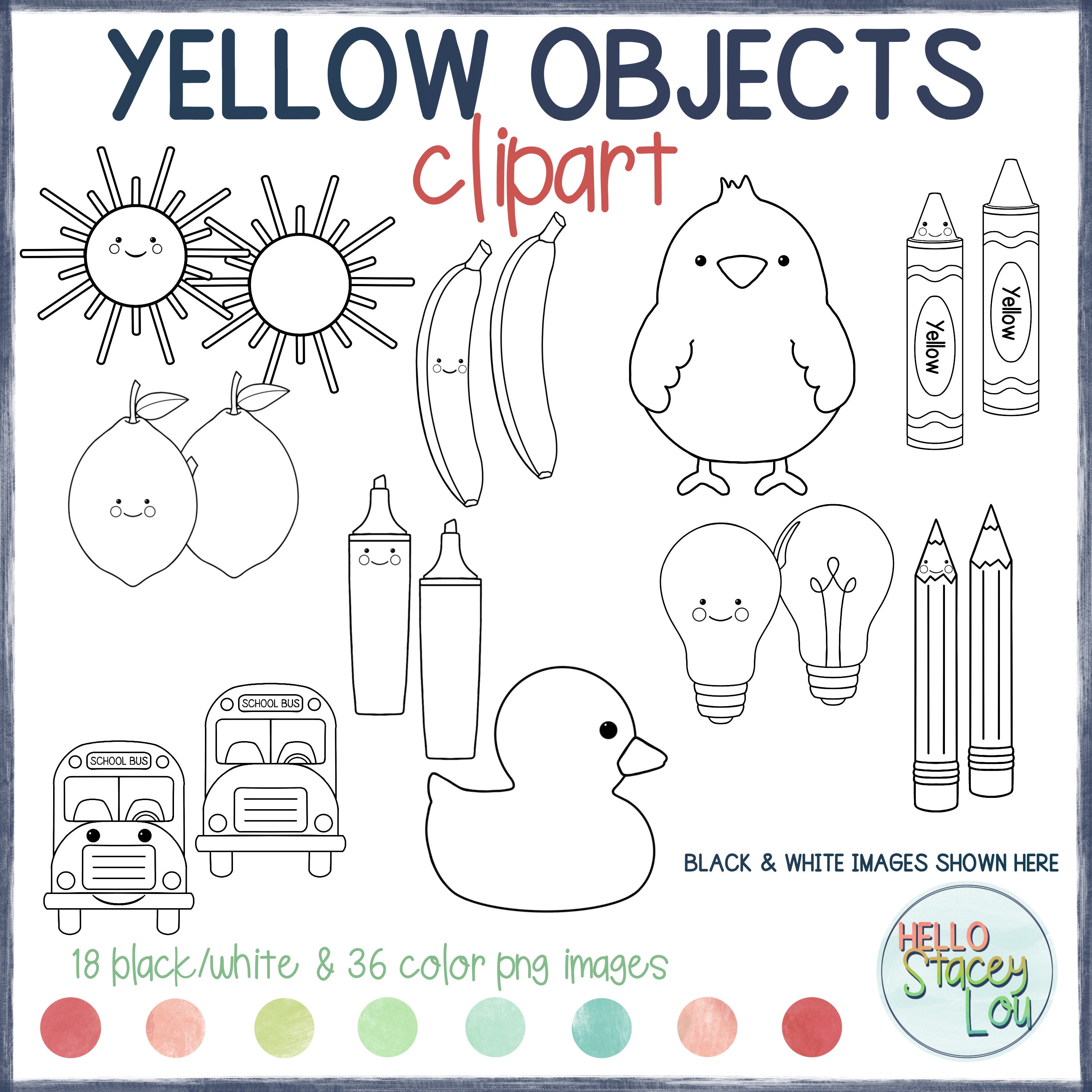Yellow Objects Clipart - Etsy