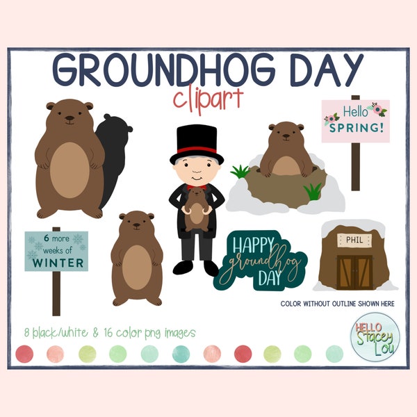 Groundhog Day Clipart - Etsy