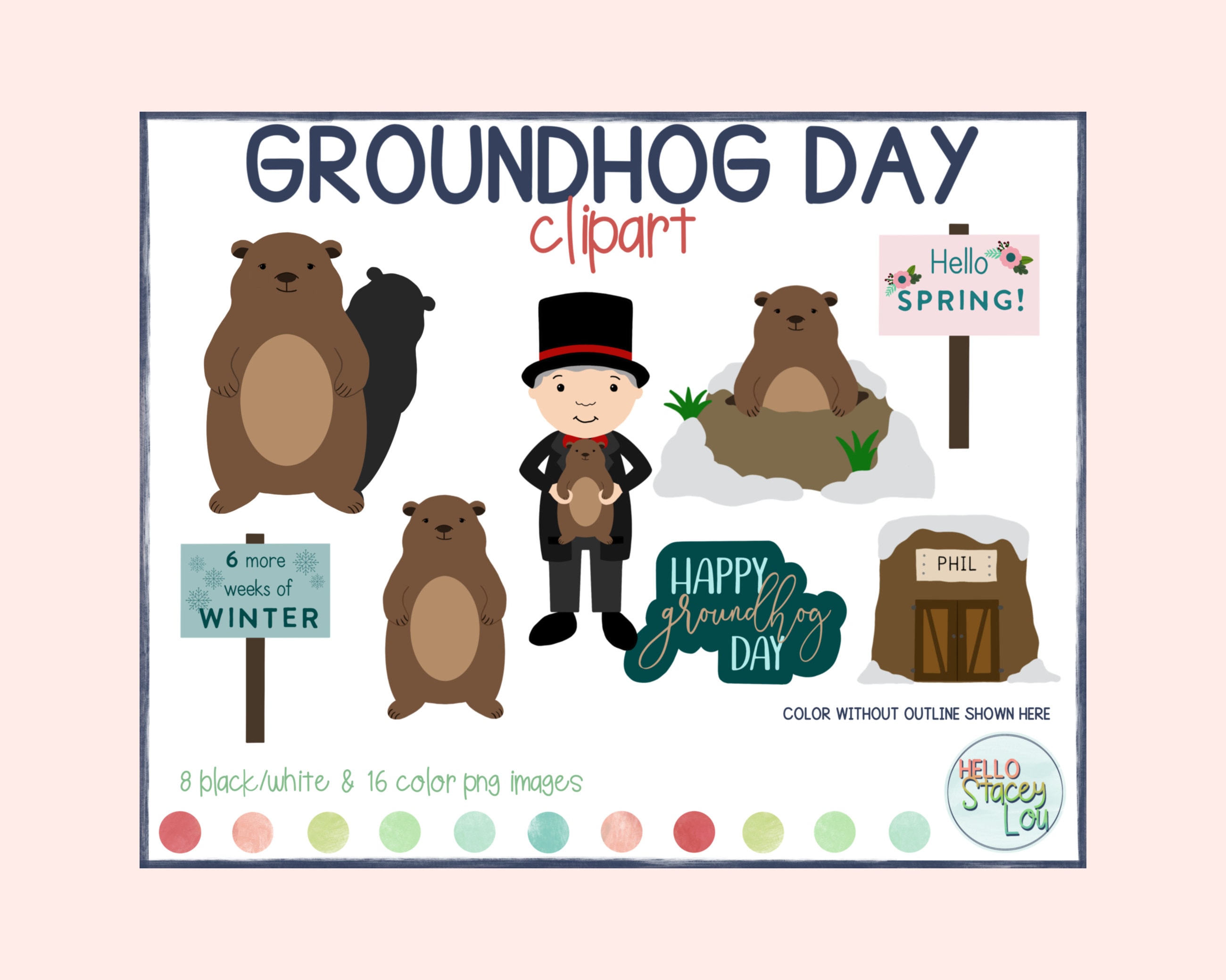Groundhog Day Clipart - February - Etsy