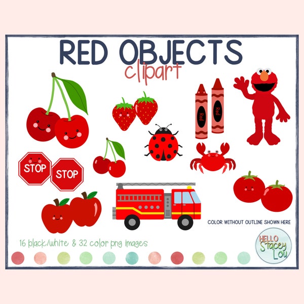 Red Objects Clipart - Etsy