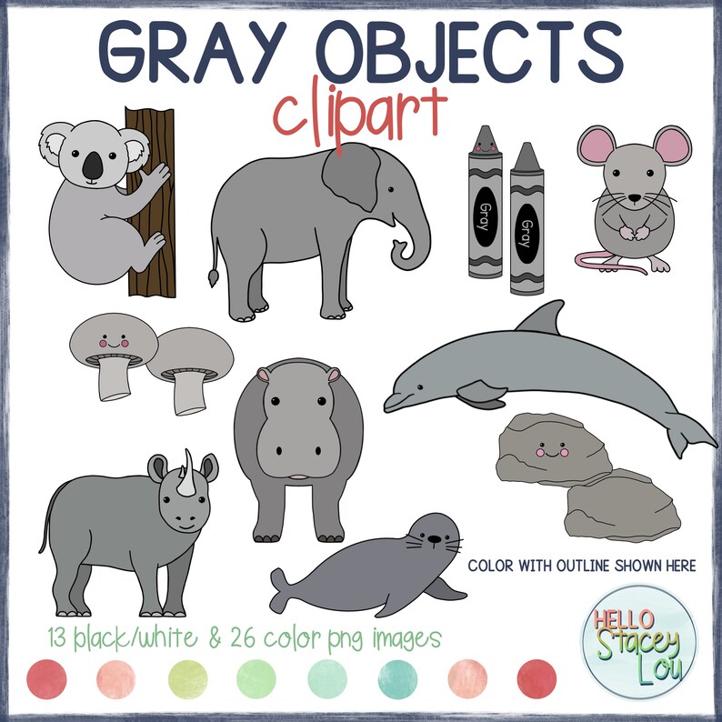 Gray Objects Clipart - Etsy