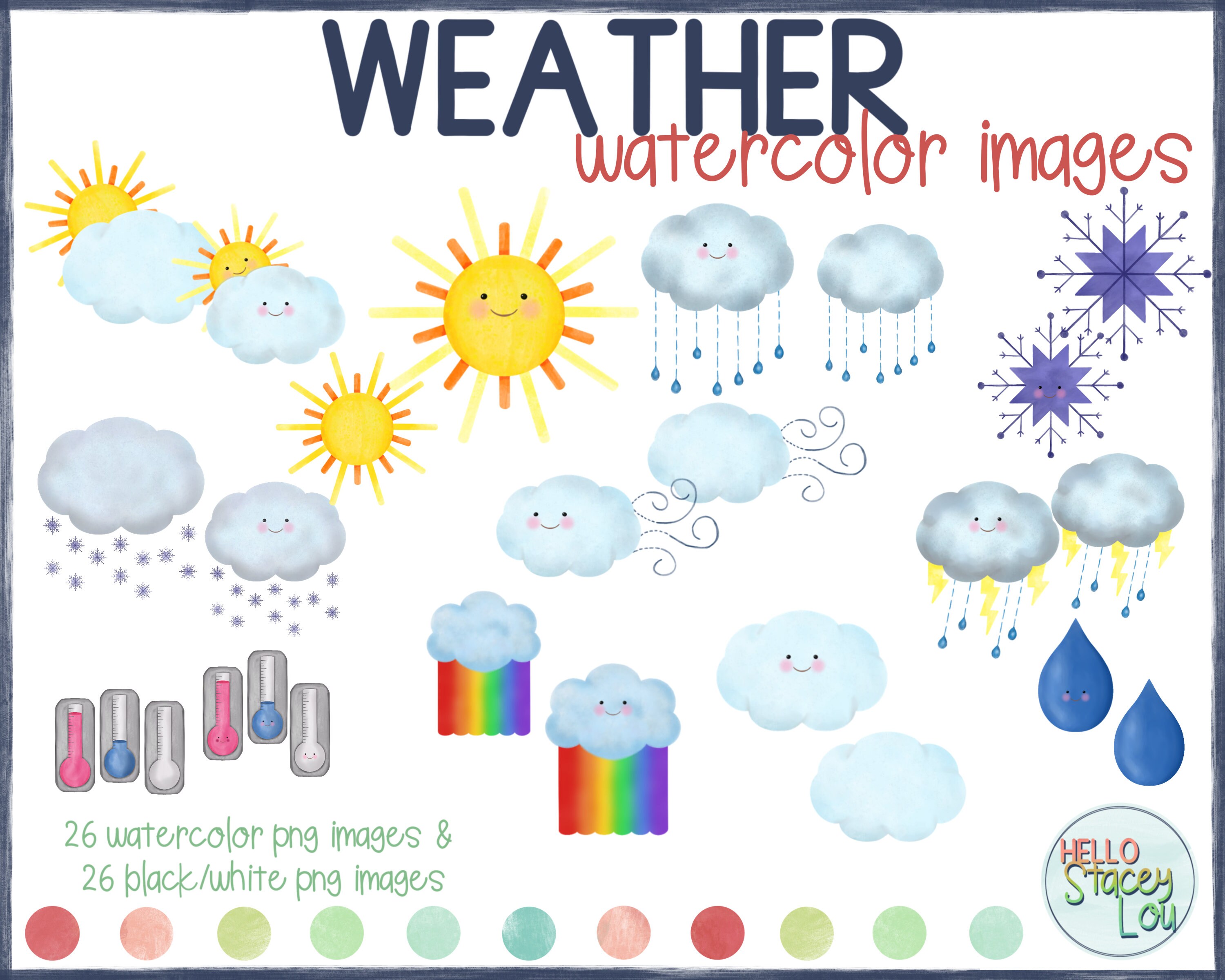 Weather Watercolor Clipart - Etsy